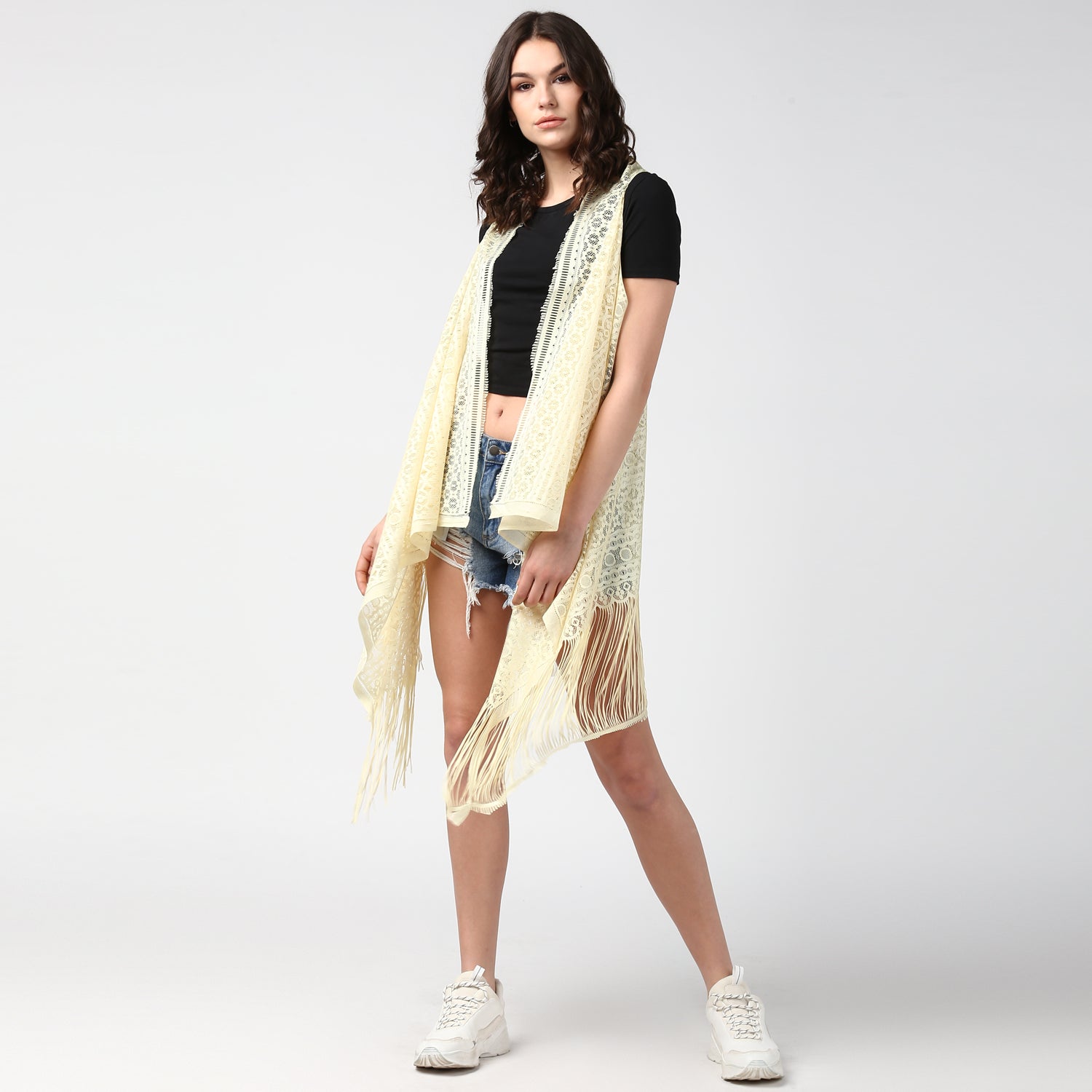 Women's Lemon Long Lace Shrug - StyleStone – Blackbeads