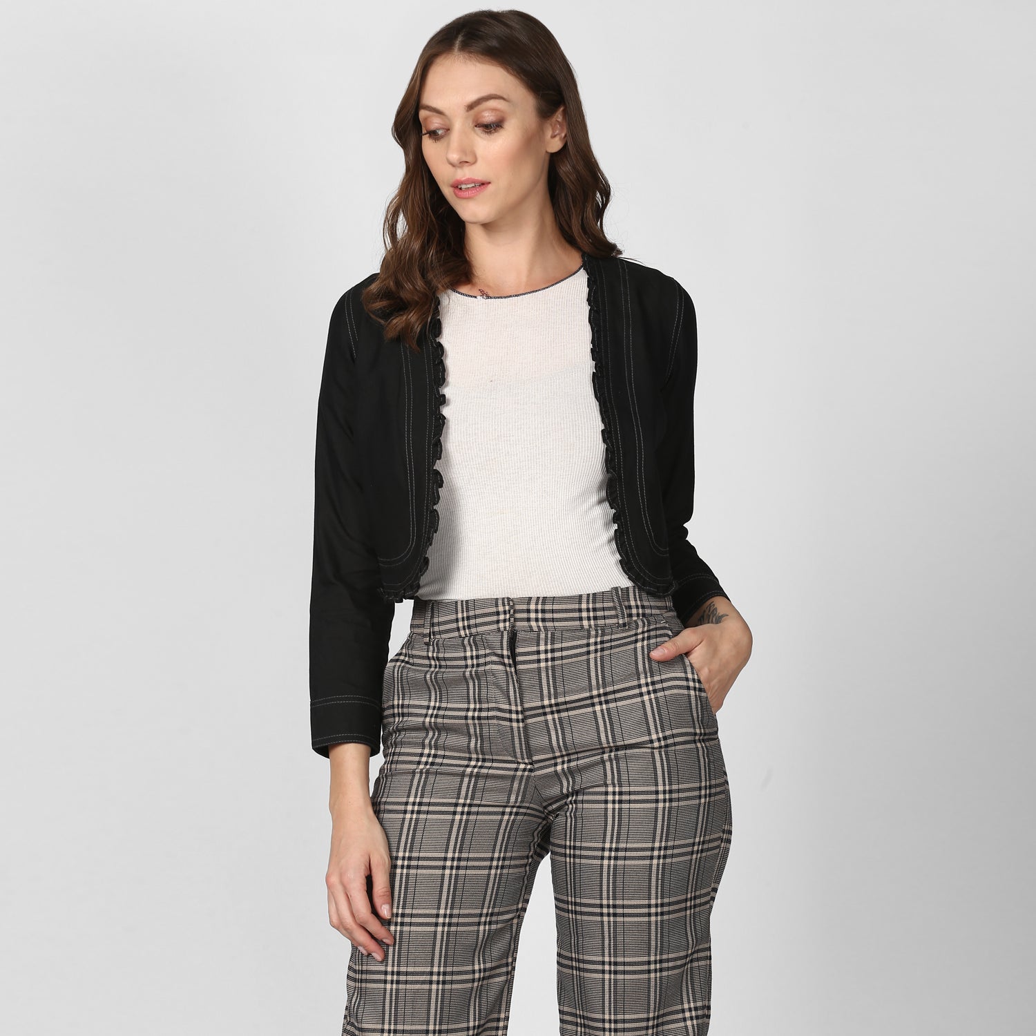 Women's Black Denim Short Shrug - StyleStone – Blackbeads