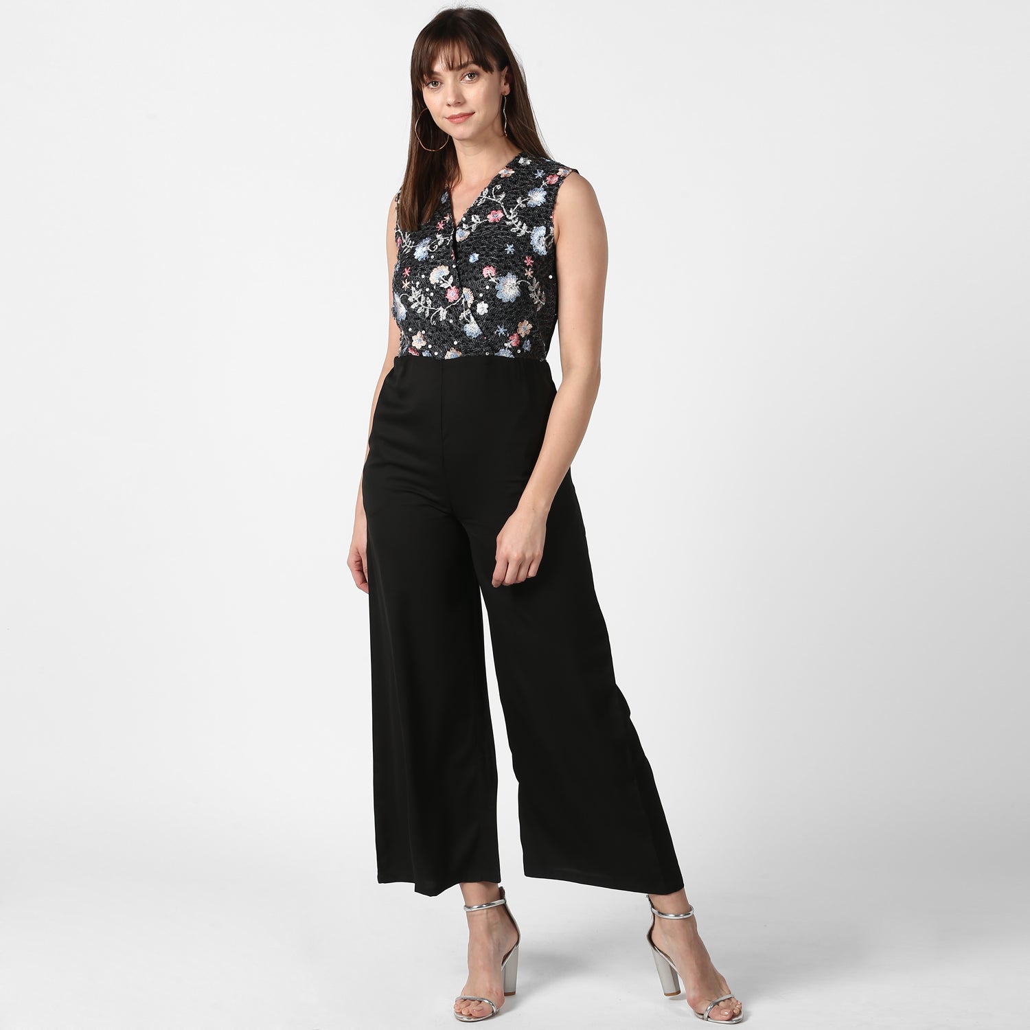 Women's Black And Multi-Coloured Embroidered Jumpsuit -Stylestone ...