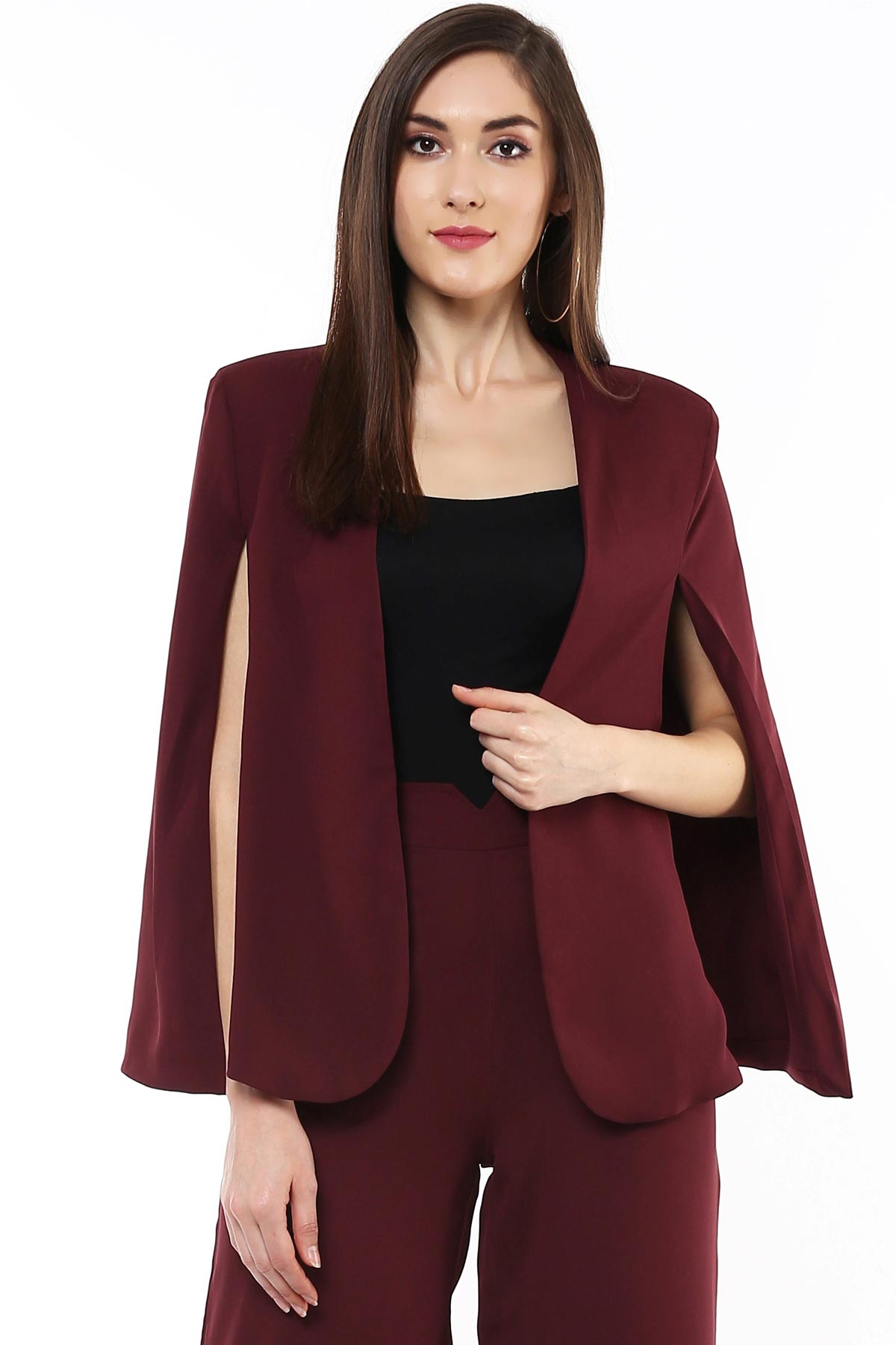 Buy Women'S Maroon Cape Jacket - Sassafras-Fashion Online at Best Price ...