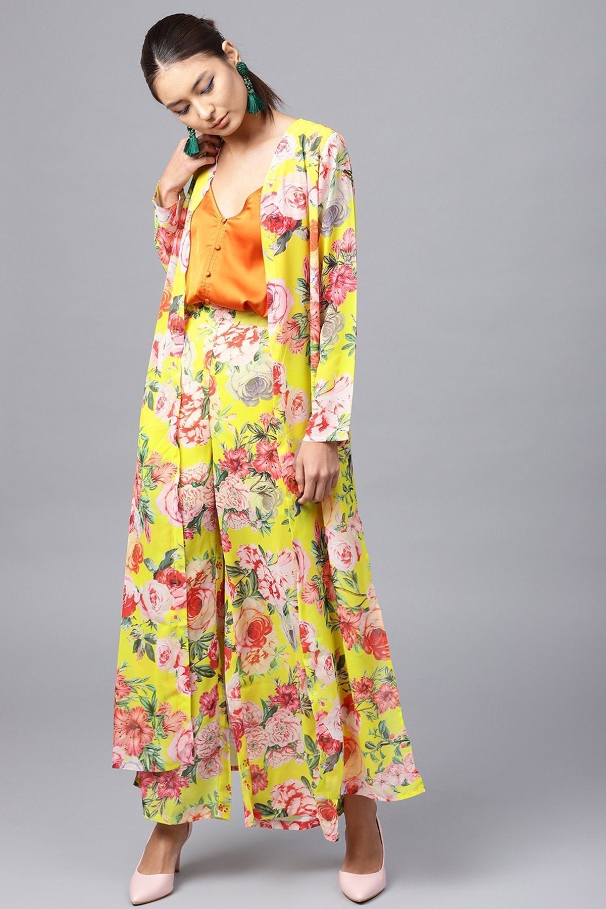 Buy Women'S Yellow Tropical Longline Shrug - Sassafras-Fashion Online ...