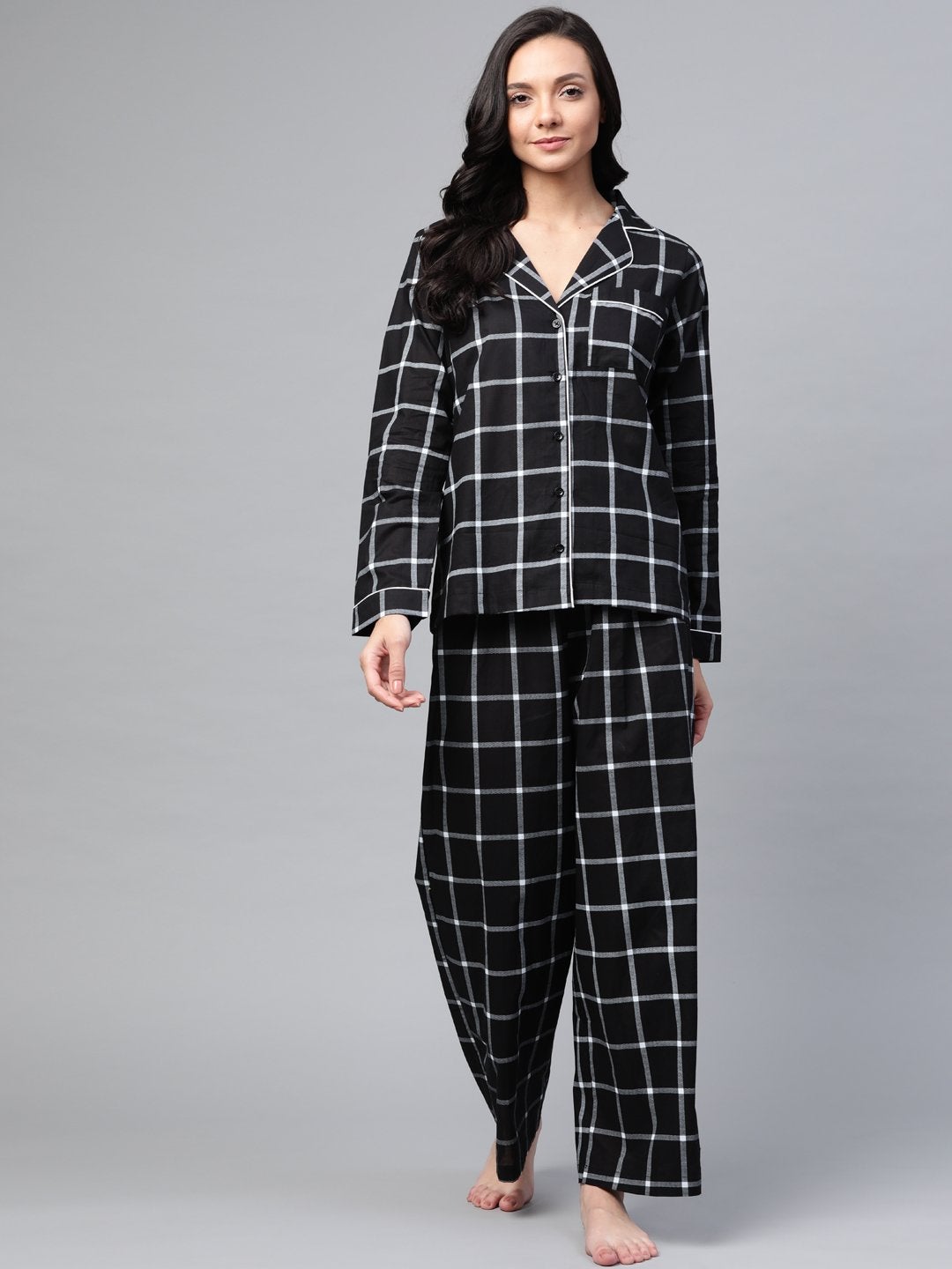 Buy Women'S Black Check Night Suit - Sassafras-Fashion Online at Best ...